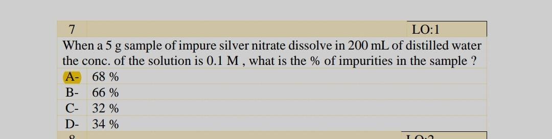 Solved 7 LO:1 When a 5 g sample of impure silver nitrate | Chegg.com