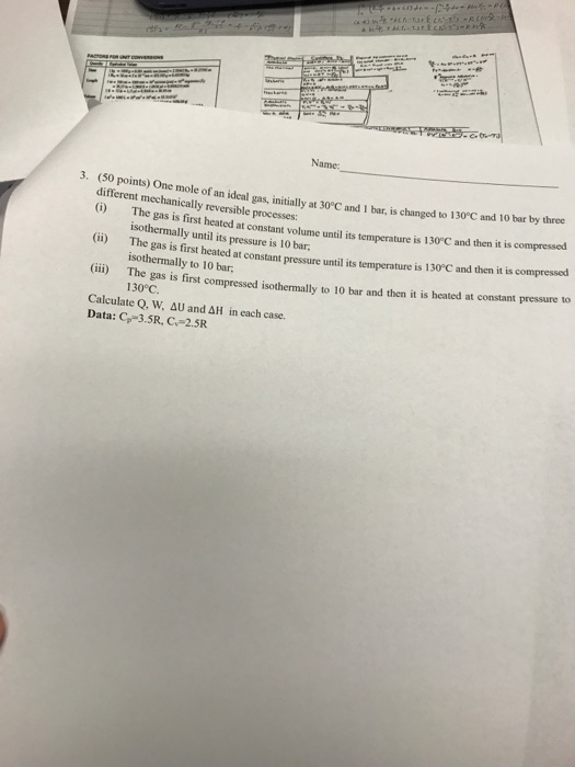 Solved One mole of an ideal gas, initially at 30 degree C | Chegg.com