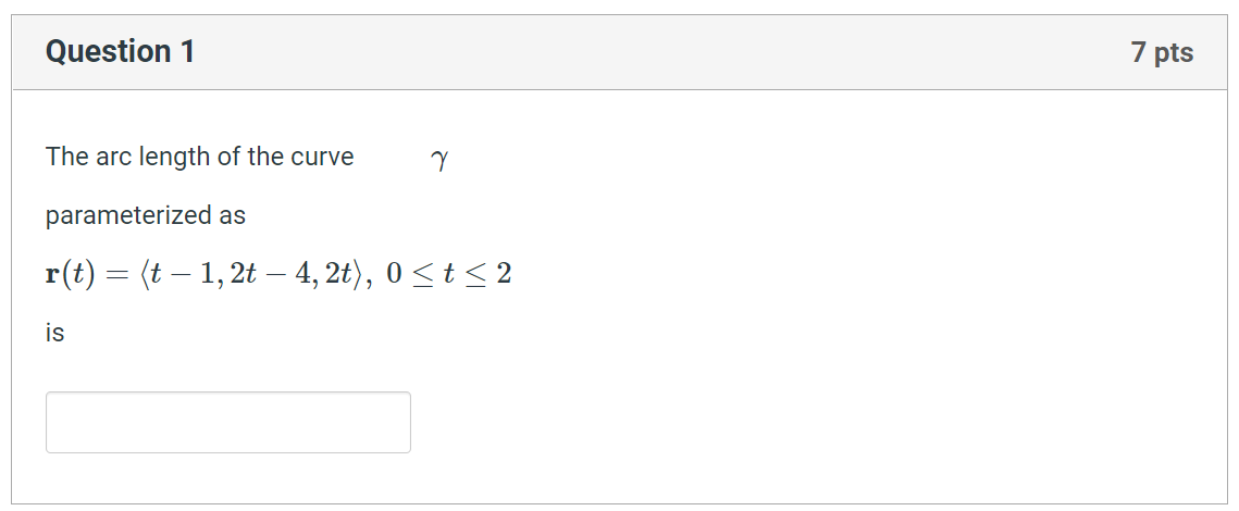 Solved Question 1 7 pts The arc length of the curve 7 | Chegg.com