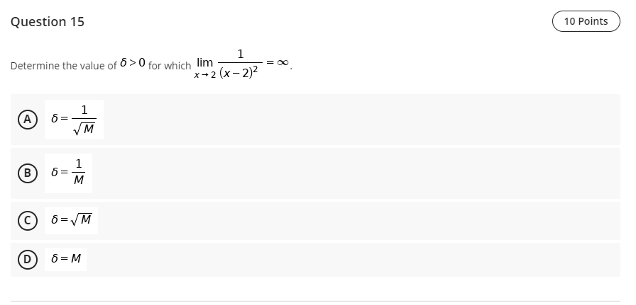 Solved Determine the value of delta greater than zero for | Chegg.com