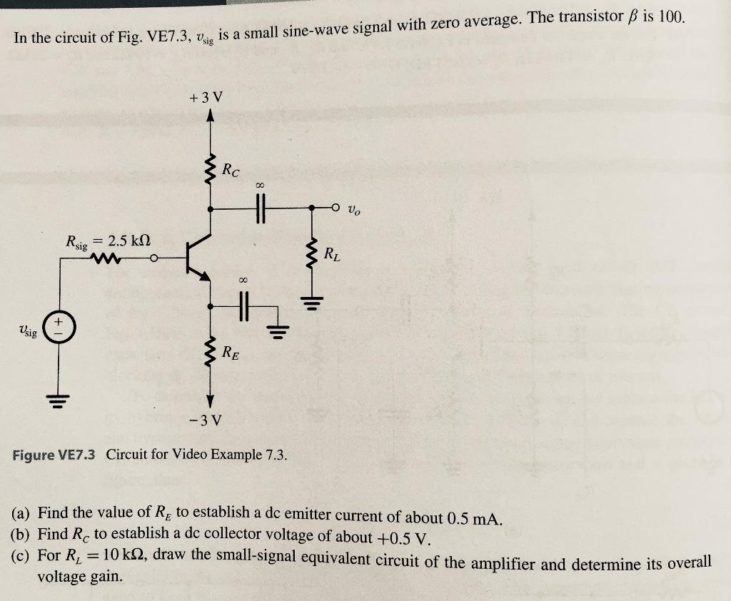 Solved In the circuit of Fig. VE7.3, Vsig is a small | Chegg.com