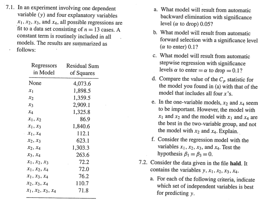 Solved 7.1. In an experiment involving one dependent | Chegg.com