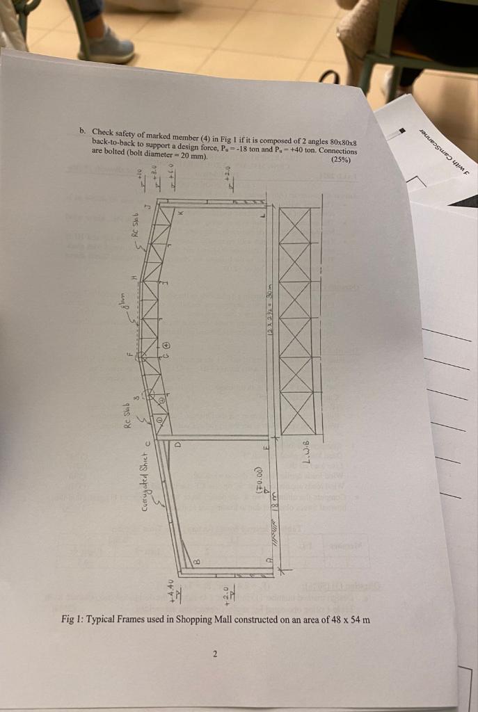 = Question (3) (50%): (Fy= 2.4 t/cm², F. = 3.6 t/cm) | Chegg.com