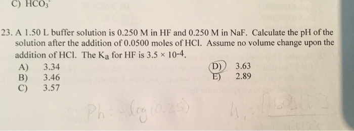Solved A 1.50 L buffer solution is 0.250 M in HF and 0.250 M | Chegg.com