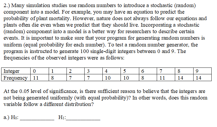Solved 2.) Many simulation studies use random numbers to | Chegg.com