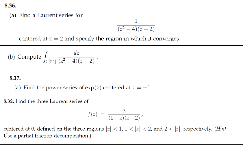 Solved 8.36,(a) ﻿Find a Laurent series | Chegg.com