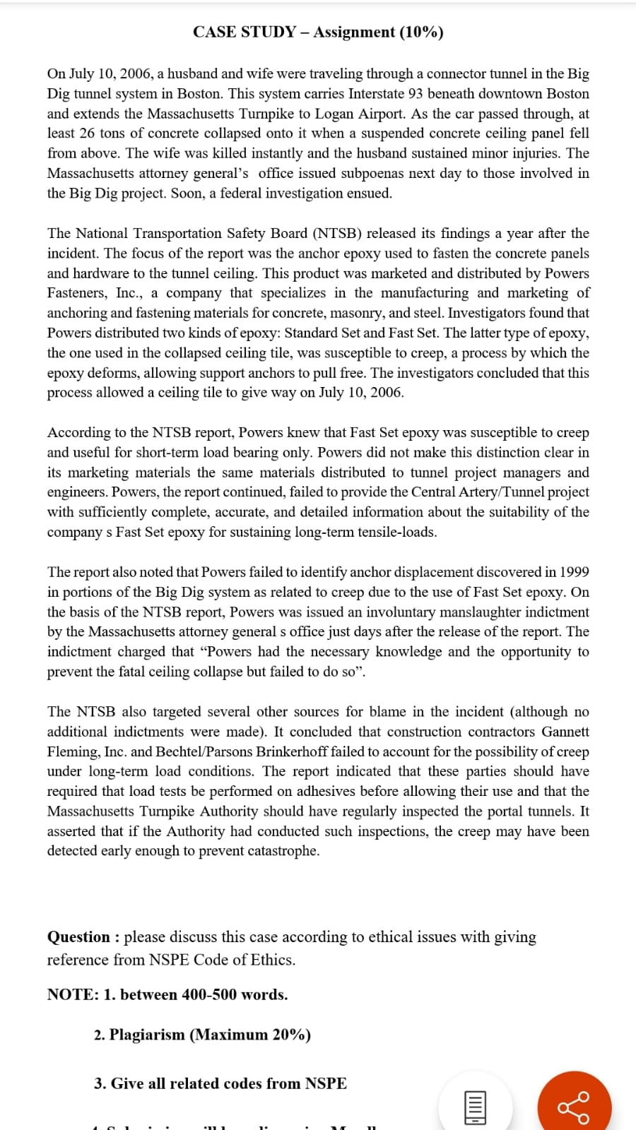 Solved CASE STUDY – Assignment (10%) On July 10, 2006, a | Chegg.com