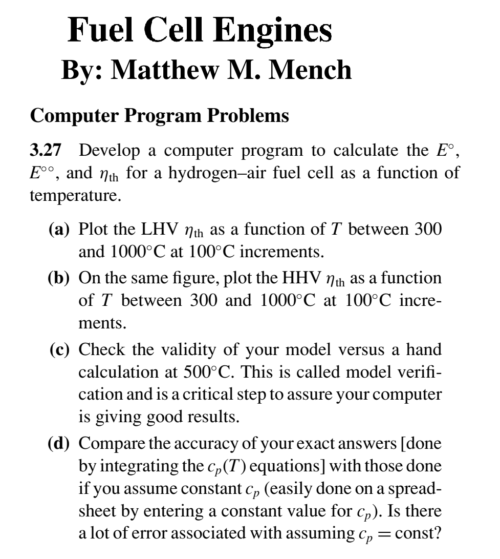 Solved Fuel Cell Engines By: Matthew M. Mench Computer | Chegg.com