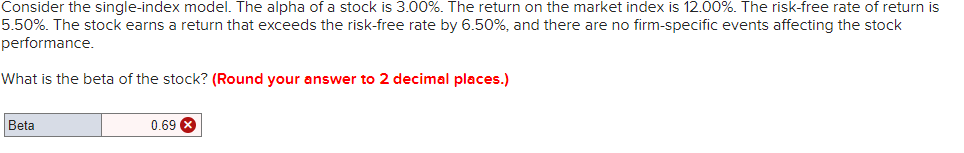 Consider the single-index model. The alpha of a stock | Chegg.com