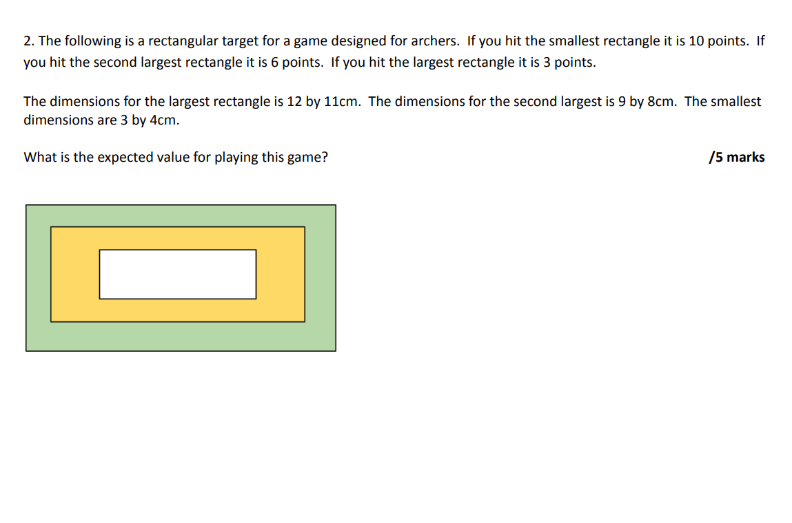 Solved 2. The following is a rectangular target for a game | Chegg.com