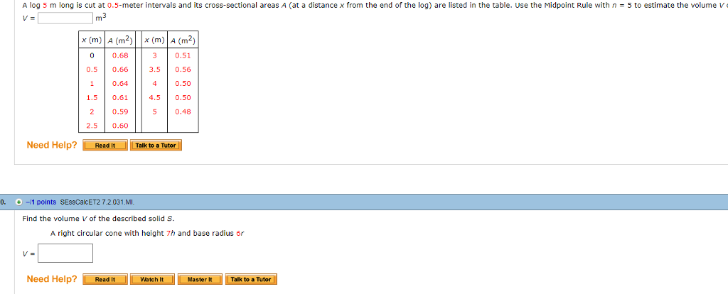 Solved A log 5 m long is cut at 0.5-meter intervals and its | Chegg.com