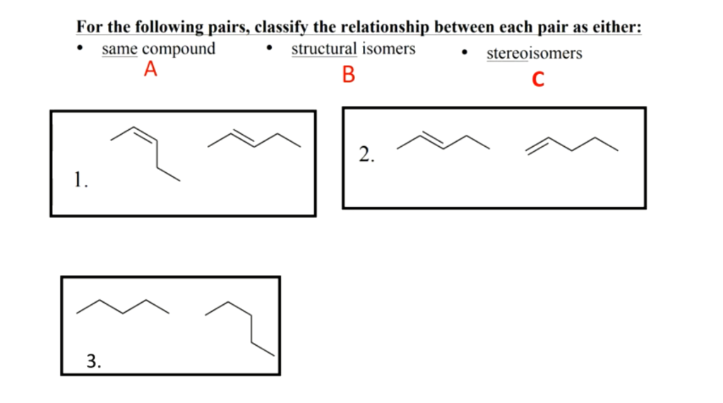 Solved For the following pairs, classify the relationship | Chegg.com