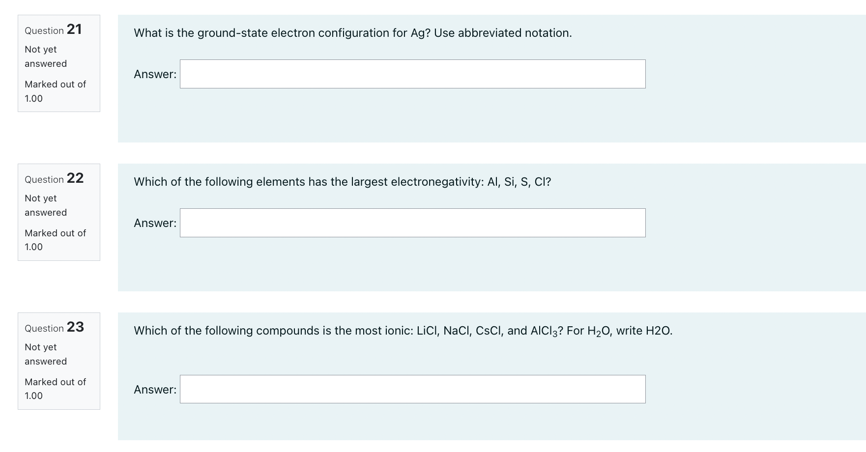 Solved Question 18 Which of the following elements has the | Chegg.com