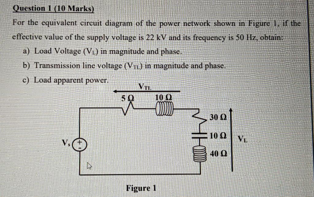 Solved Question 1 (10 Marks) For the equivalent circuit | Chegg.com