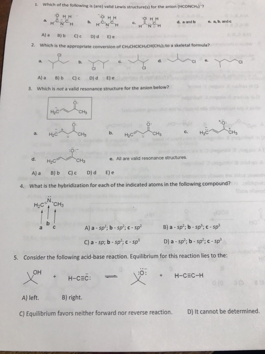 Solved 1. Which of the following is (are) valid Lewis | Chegg.com