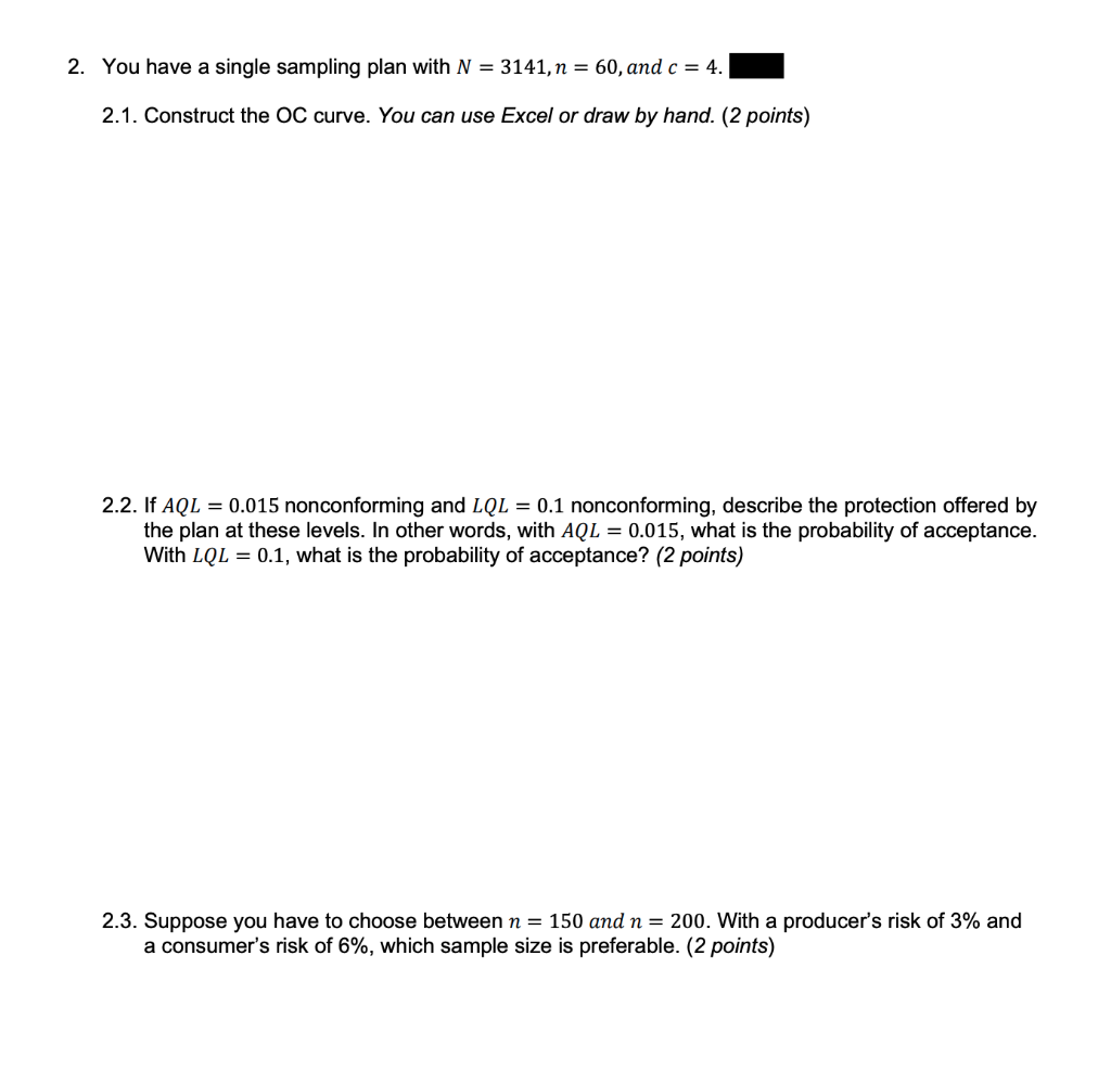Solved 1.1. What is the purpose of the OC curve in the | Chegg.com