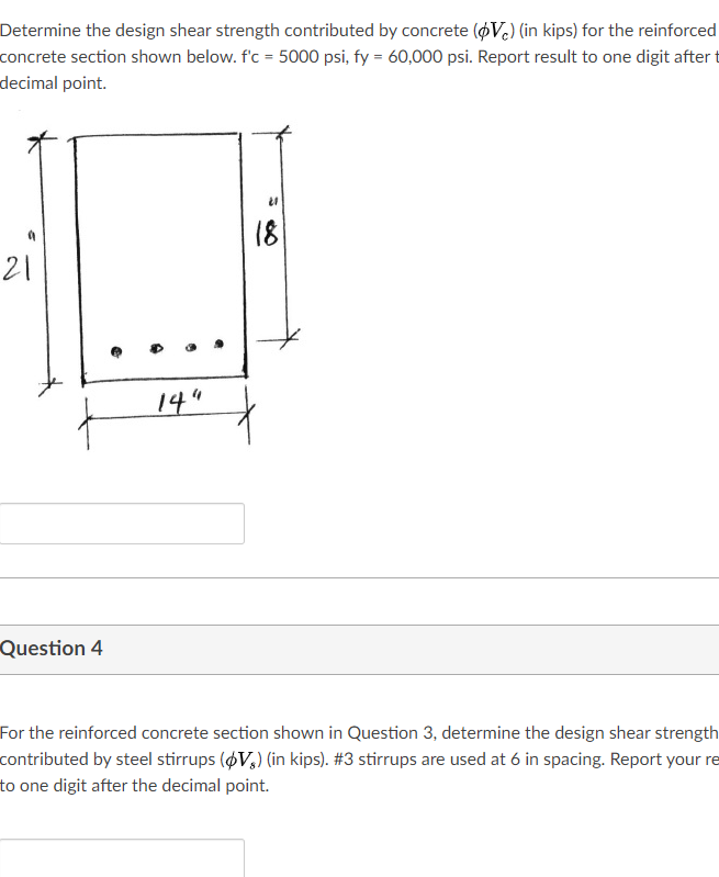 Solved Determine the design shear strength contributed by | Chegg.com
