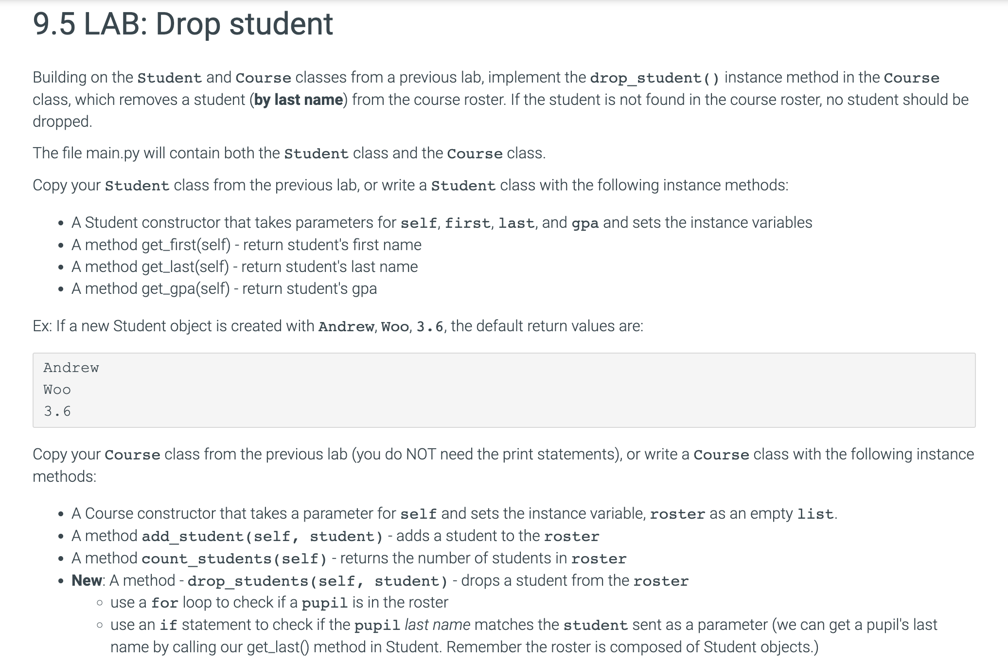 Solved Y.5 LAB. Drop student Building on the Student and | Chegg.com