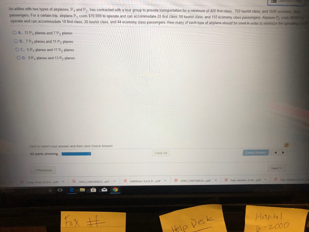 Solved CHE An airline with two types of airplanes, P, and | Chegg.com