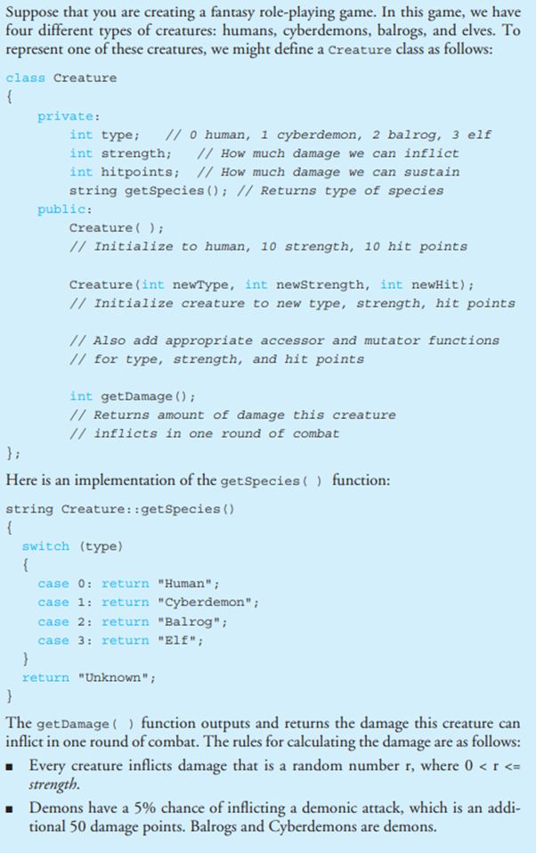 Solved Suppose that you are creating a fantasy role-playing | Chegg.com