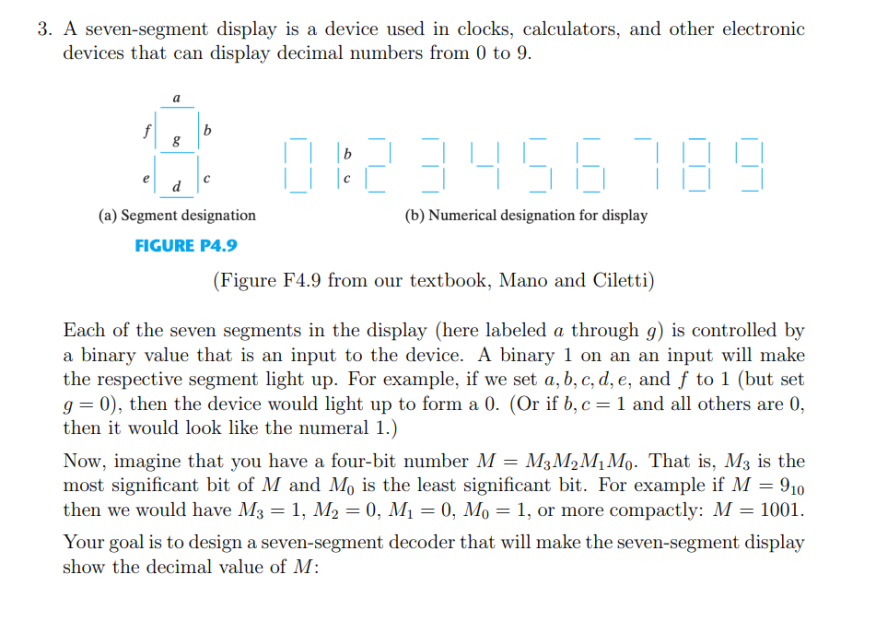Solved 3. A seven-segment display is a device used in | Chegg.com