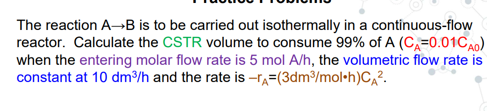 Solved The reaction A→B is to be carried out isothermally in | Chegg.com