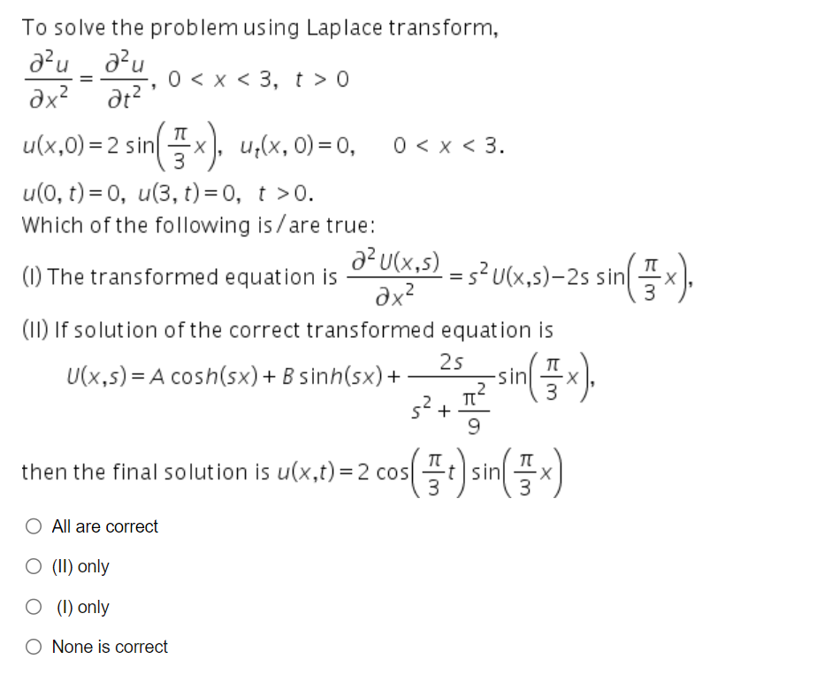 Solved To solve the problem using Laplace transform, | Chegg.com