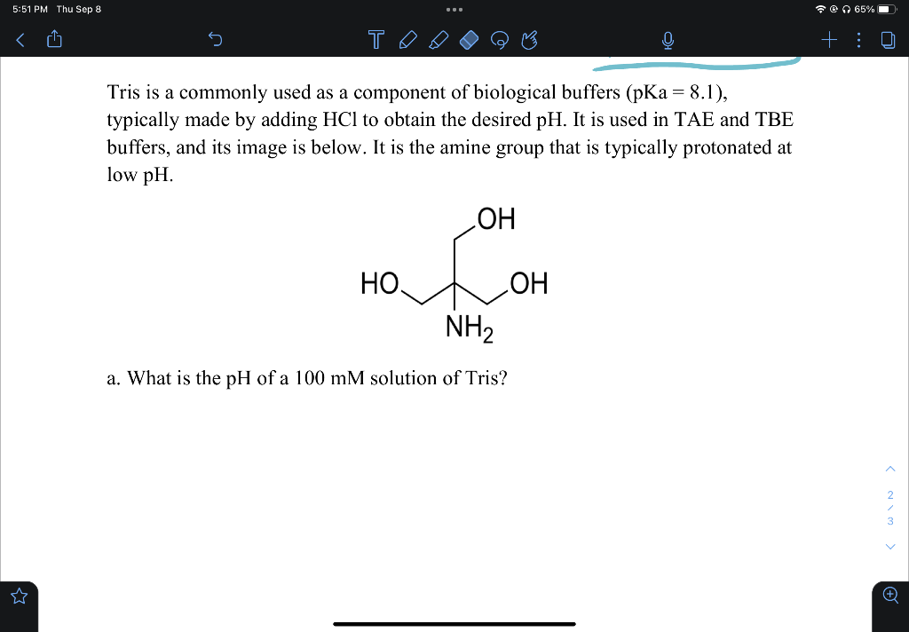 Solved 1) A) what’s the PH of a 100 mM solution of tris b) | Chegg.com