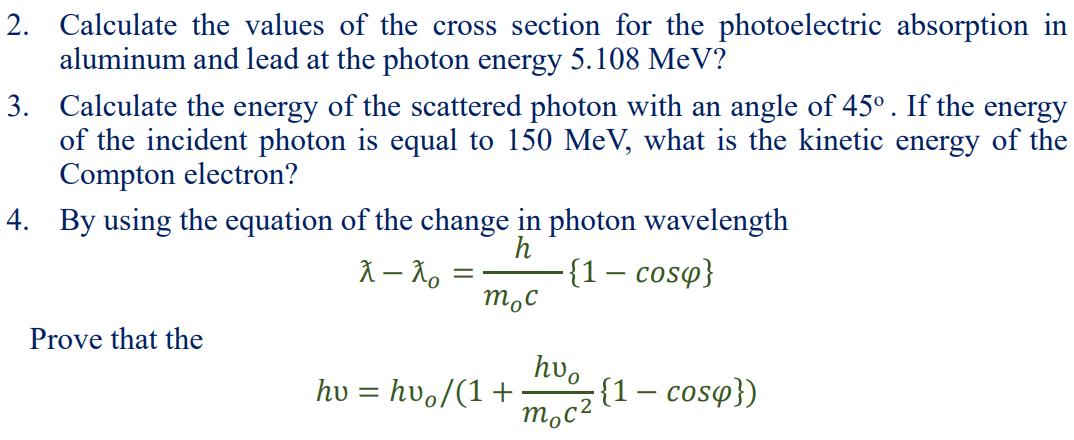 Solved 2. Calculate the values of the cross section for the | Chegg.com