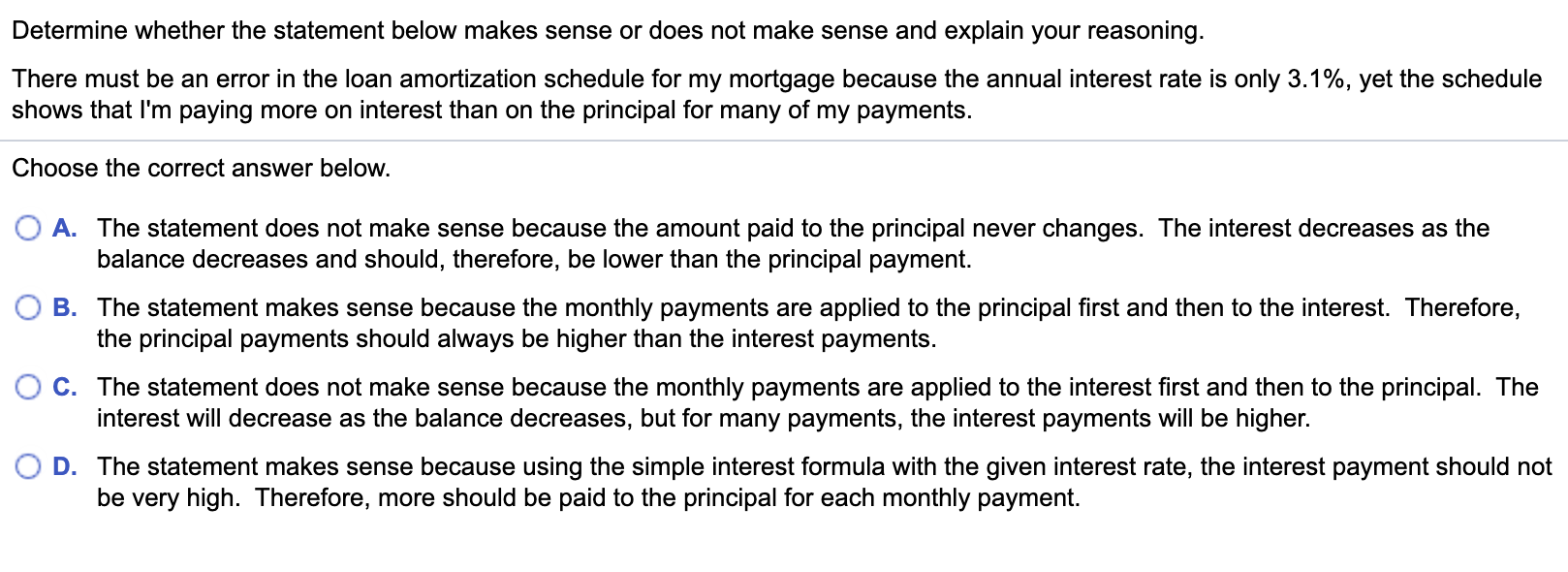 Solved Determine whether the following statement makes sense | Chegg.com