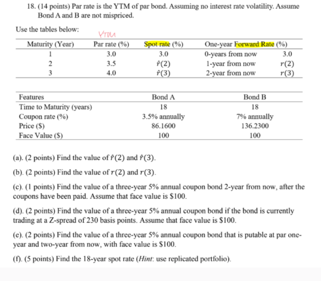 Solved This is the full question: 18. (14 ﻿points) ﻿Par rate | Chegg.com