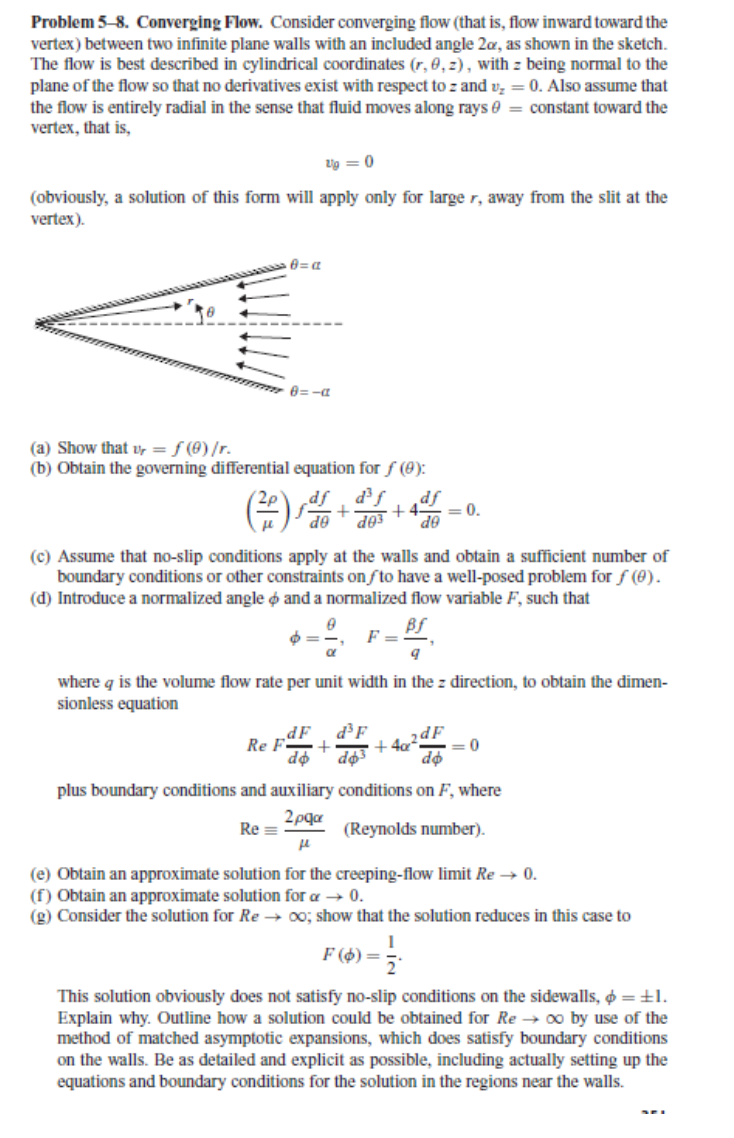 Solved Problem 5-8. Converging Flow. Consider converging | Chegg.com