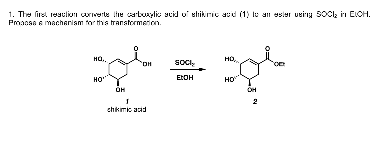 Solved 1. The first reaction converts the carboxylic acid of | Chegg.com