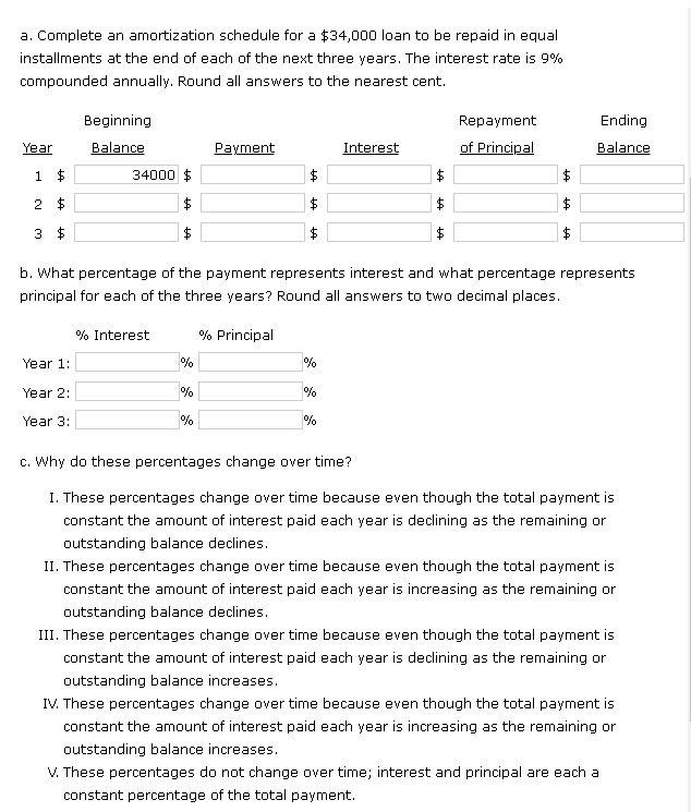 Solved a. Complete an amortization schedule for a $34,000 | Chegg.com