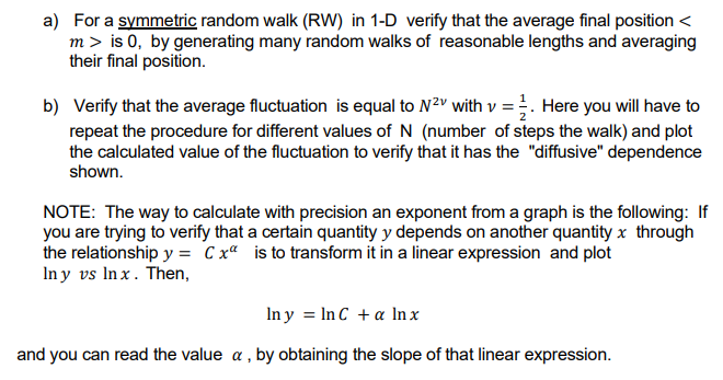 Solved A For A Symmetric Random Walk Rw In 1 D Verify
