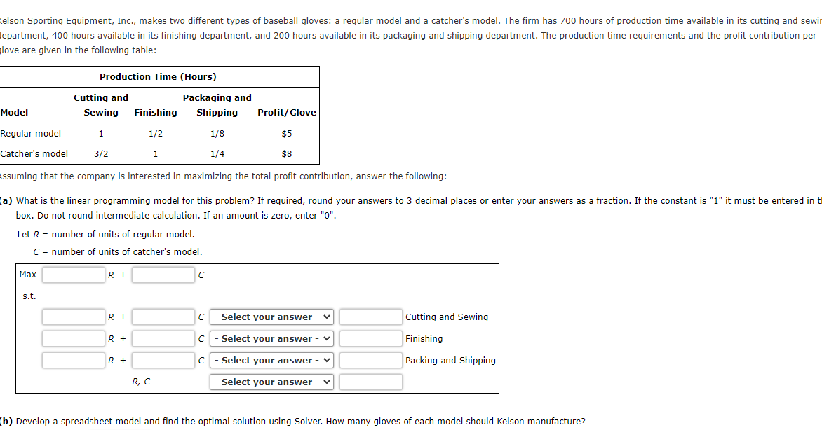 (b) Develop a spreadsheet model and find the optimal | Chegg.com