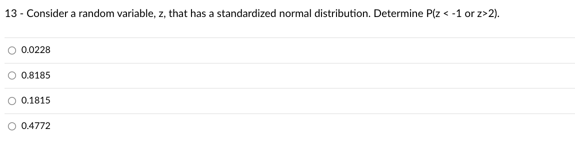 Solved 13 - Consider a random variable, z, that has a | Chegg.com