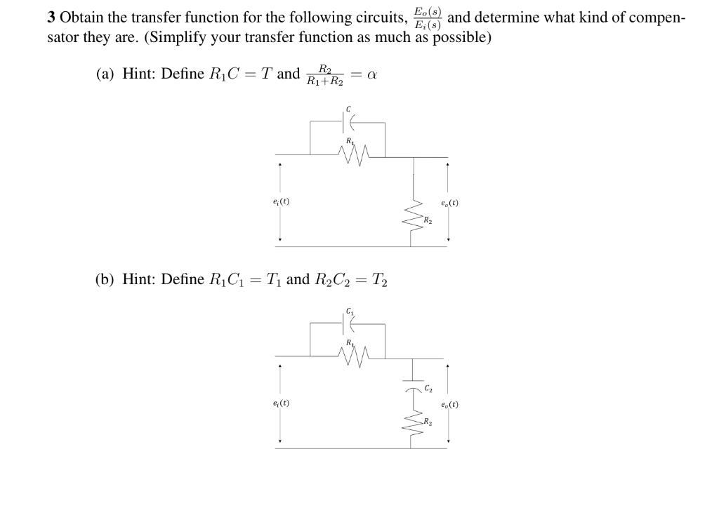 Solved 3 Obtain the transfer function for the following | Chegg.com