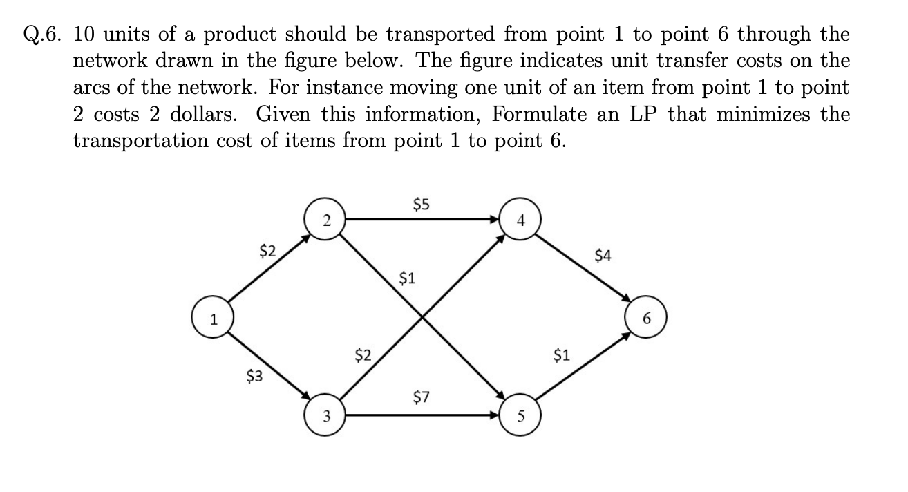Solved Q.6. 10 units of a product should be transported from | Chegg.com