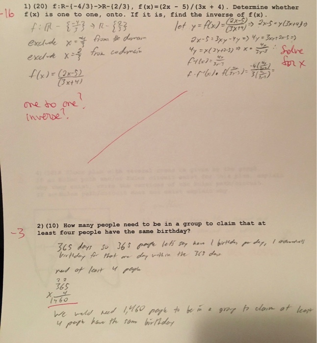 Solved 1) (20) f:R--4/3)-R-(2/3), f (x) (2x 5)/(3x 4). | Chegg.com