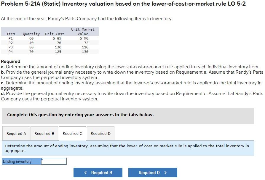 Solved Problem 5-21A (Static) Inventory valuation based on | Chegg.com