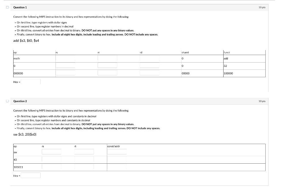 Solved Convert The Following MIFS Instruction To Its Binary Chegg
