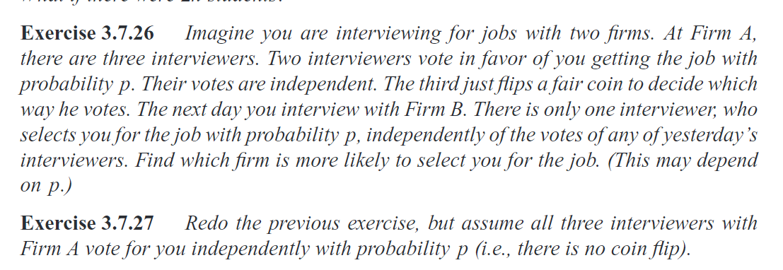 Solved Exercise 3.7.26 Imagine you are interviewing for jobs | Chegg.com
