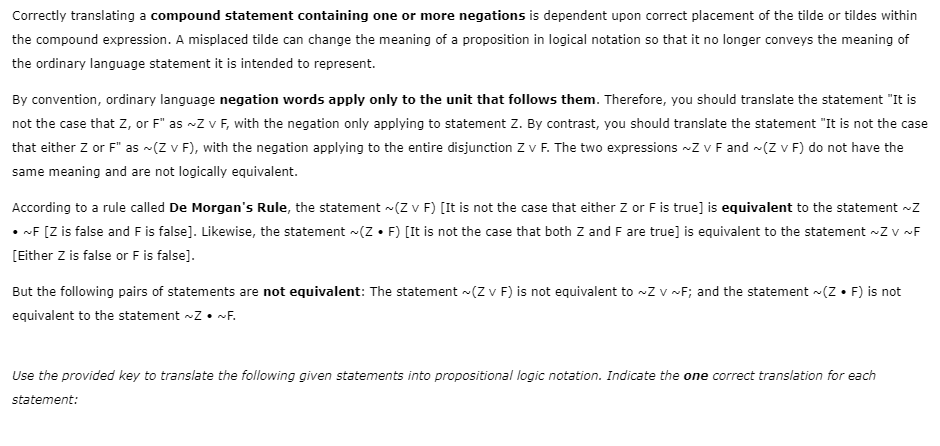 Solved Correctly translating a compound statement containing | Chegg.com