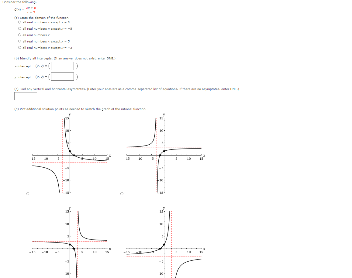 Solved Consider the following. C(x)=x+33x+5 (a) State the | Chegg.com
