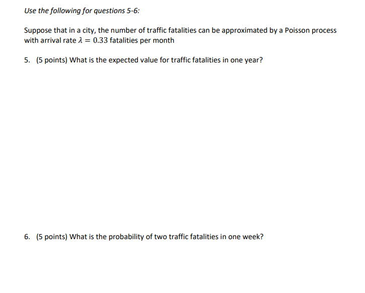 Solved Use the following for questions 5-6: Suppose that in | Chegg.com