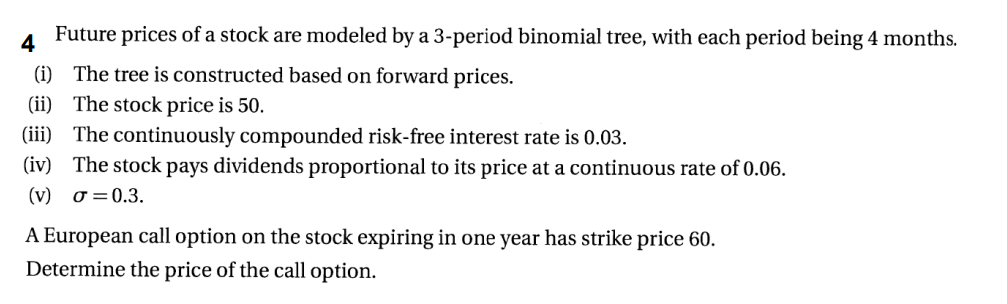 Solved 4 Future prices of a stock are modeled by a 3-period | Chegg.com