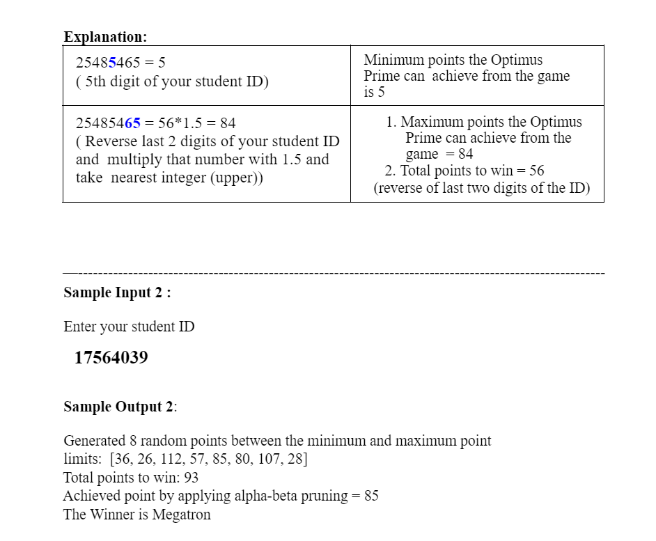 Solved Sample Input 2 : Enter your student ID 17564039 | Chegg.com