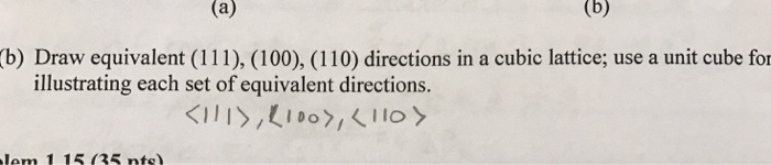 Solved Draw equivalent (111), (100), (110) directions in a | Chegg.com