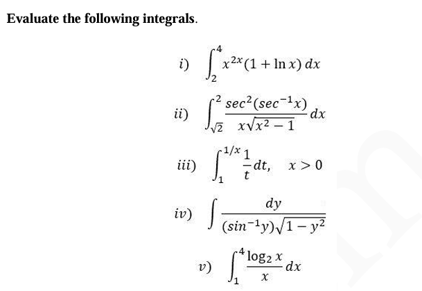 Solved Evaluate the following | Chegg.com